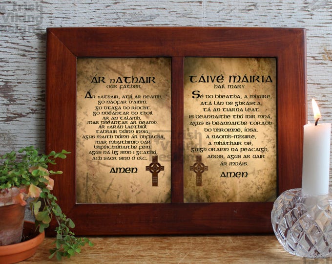 Prayers in Irish language Our Father Hail Mary Irish Gaelic | Etsy