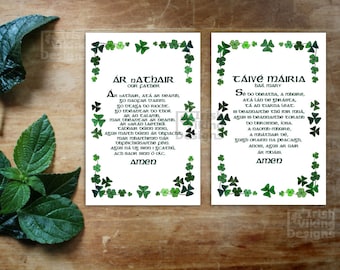 Prayers in Irish Language Our Father Hail Mary Irish Gaelic | Etsy