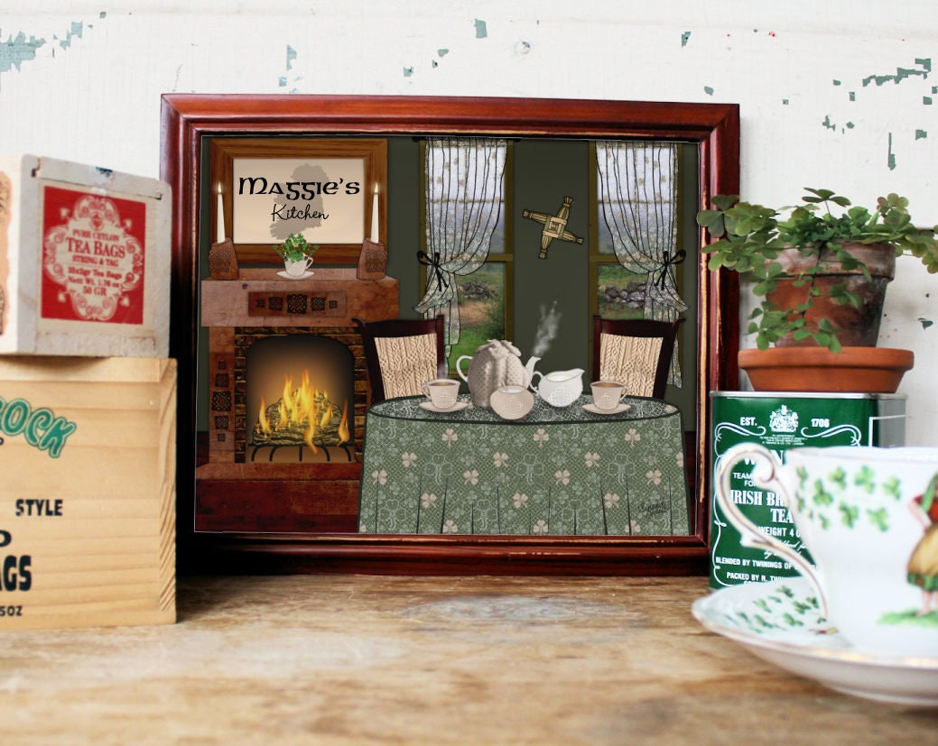 Irish Kitchen Print Personalized Art Print Irish Tea Room - Etsy