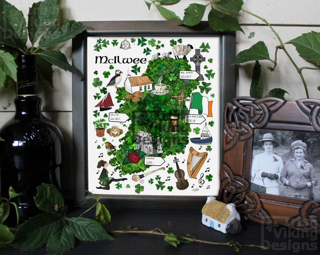 Personalized Map of Ireland, Illustrated Ireland, Irish Art, Belfast ...