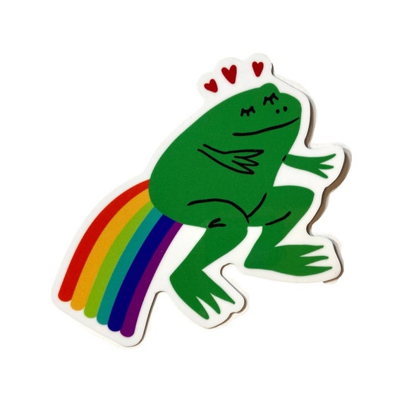Rainbow Frog Vinyl Sticker - Etsy