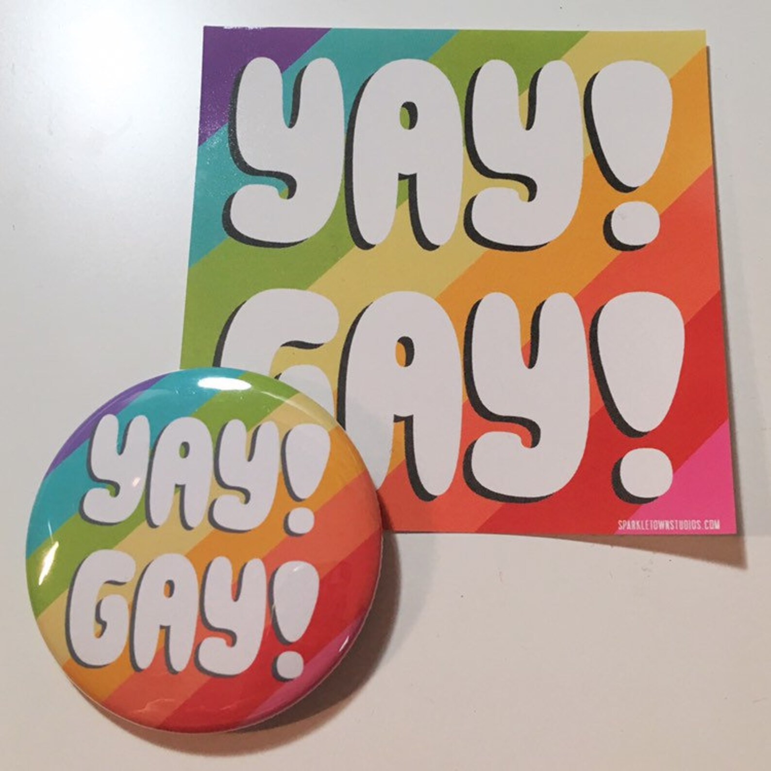 YAY GAY Pride Rainbow Pinback Button - Etsy