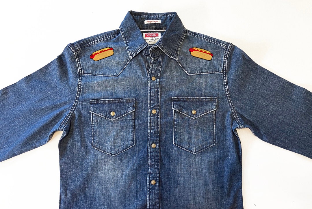 Happy Hot Dog Denim Western Shirt - Etsy