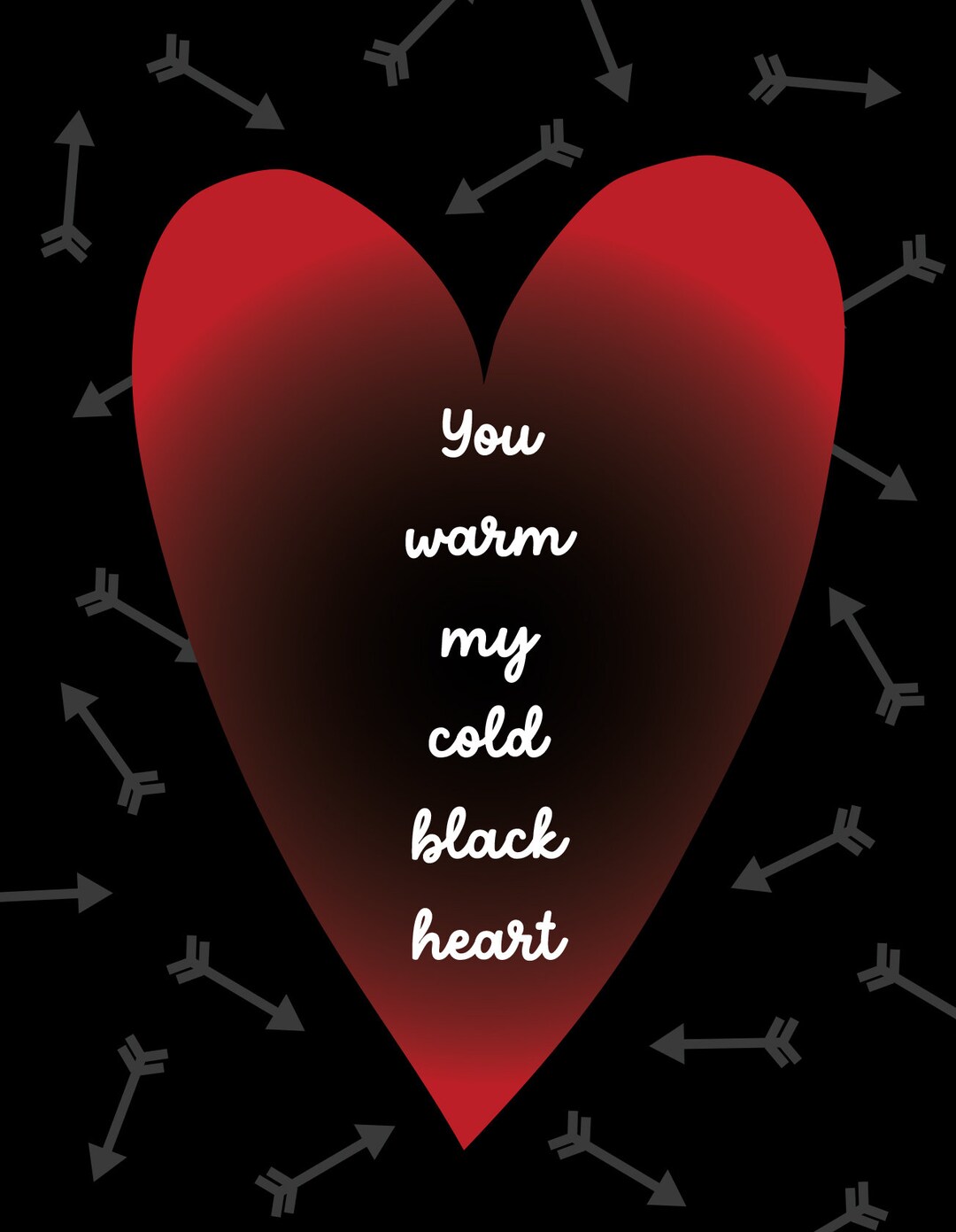 Cold Black Heart Valentine Card - Etsy