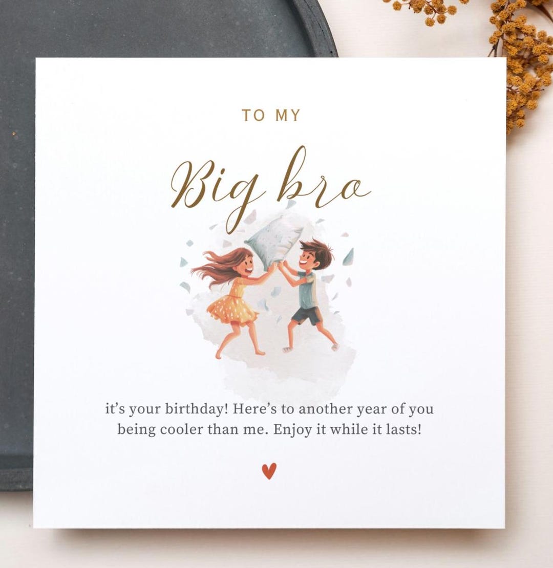 Printable Brother Birthday Card, Cute Birthday Card, Birthday Card for ...