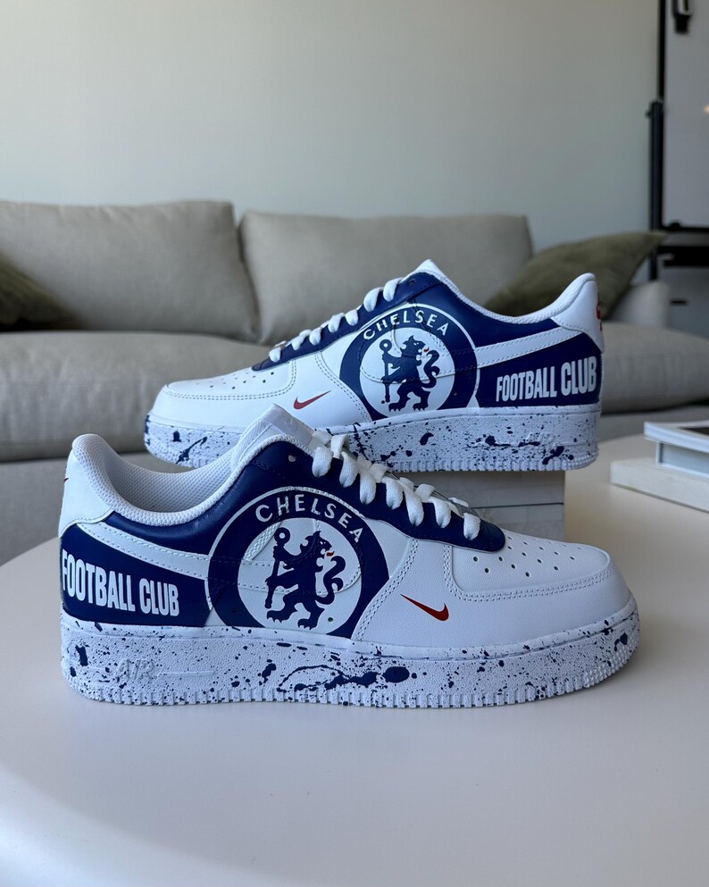 Custom Chelsea FC Sneakers – Hand-painted, Unique Fan Footwear, Soccer ...