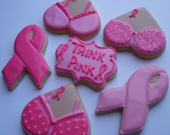 Pink Ribbon Cookies - Etsy