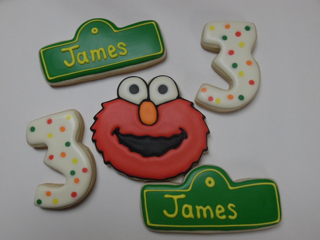 Sesame Street Elmo Inspired Decorated Personalized Sugar Cookies ...