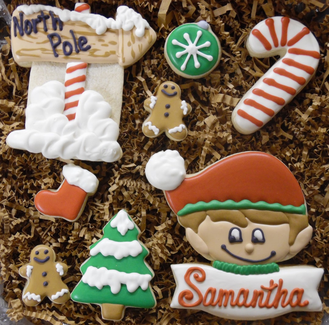 Personalized Christmas Elf Gift Box Decorated Sugar Cookies Homemade ...
