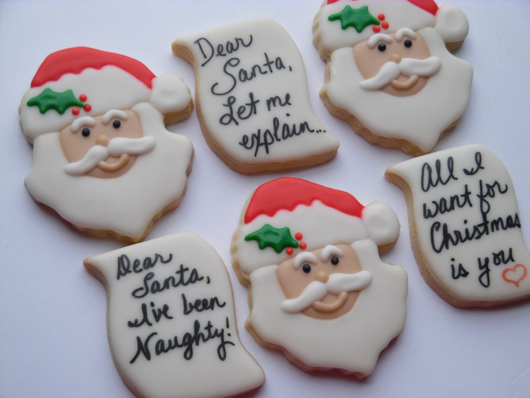 Santa Claus Face Christmas Decorated Sugar Cookies Royal Icing Homemade ...