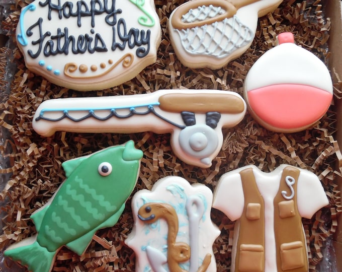 Father's Day Birthday Fishing Pole Bobber Gift Box Set Decorated Sugar ...