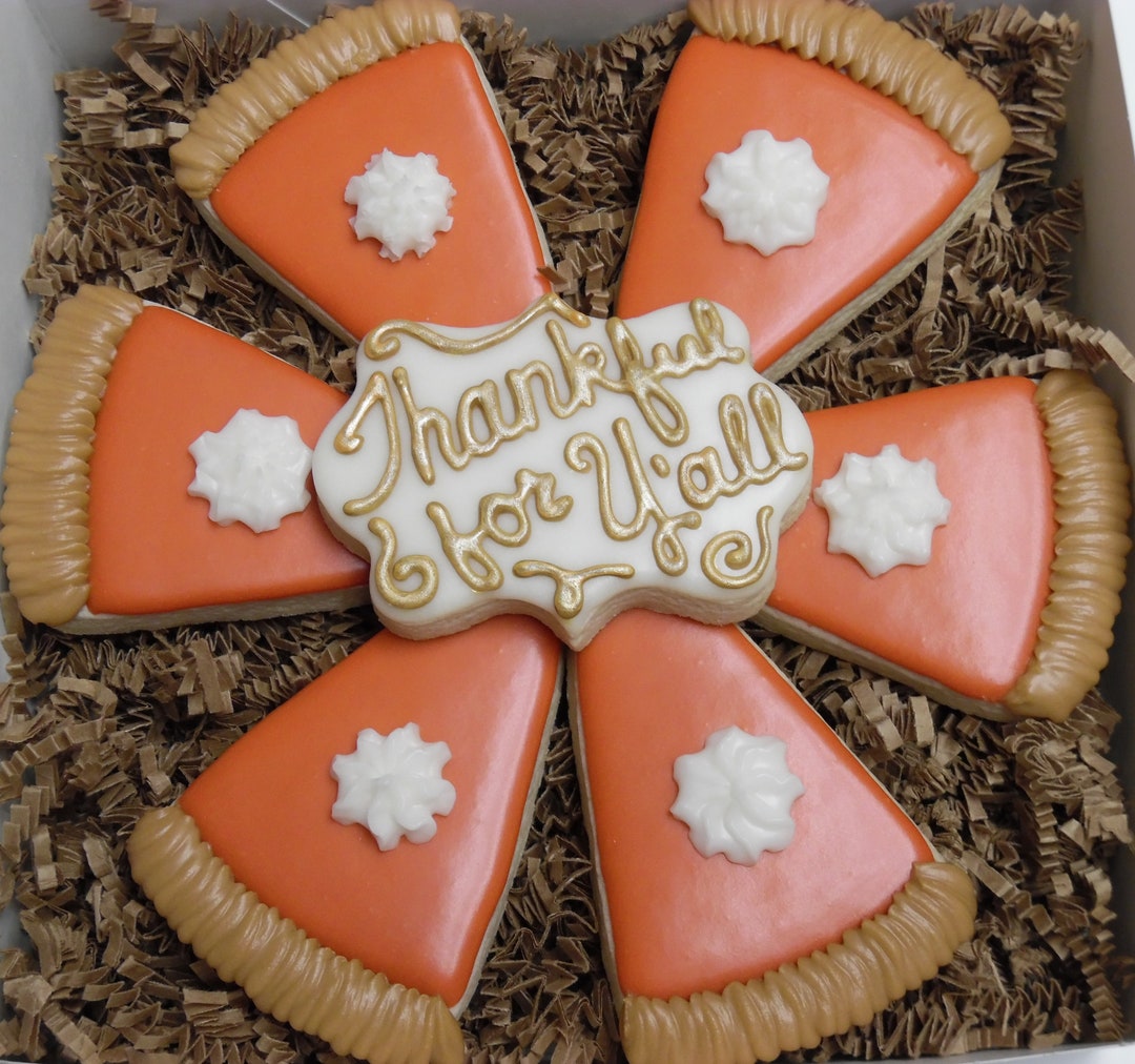 Thanksgiving Pumpkin Pie Gift Box Set of 7 Pumpkin Spice Sugar Cookies ...