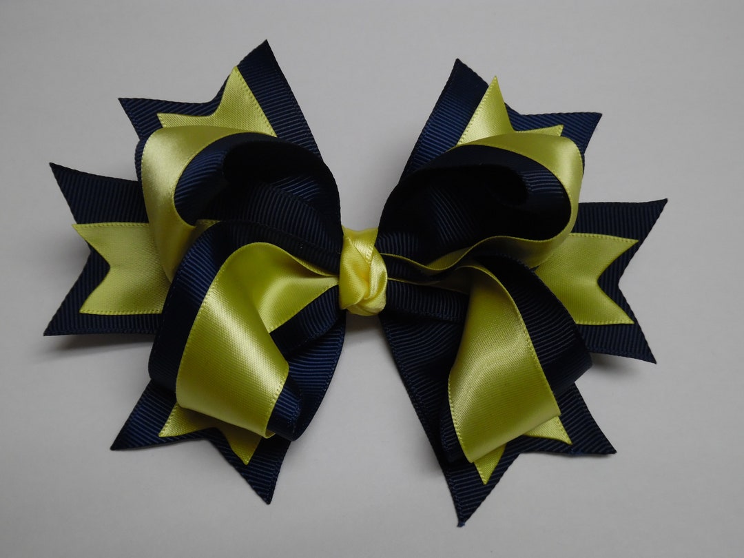 Navy Blue and Gold School Spirit Colors Back to School Boutique Hair ...