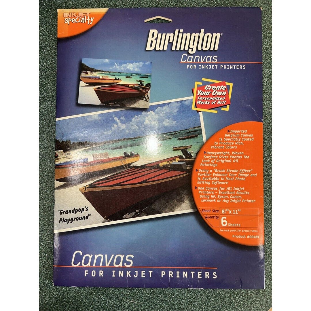 Vintage Burlington Canvas Inkjet Printer Sheets 4 Sheets 8.5 X 11 ...