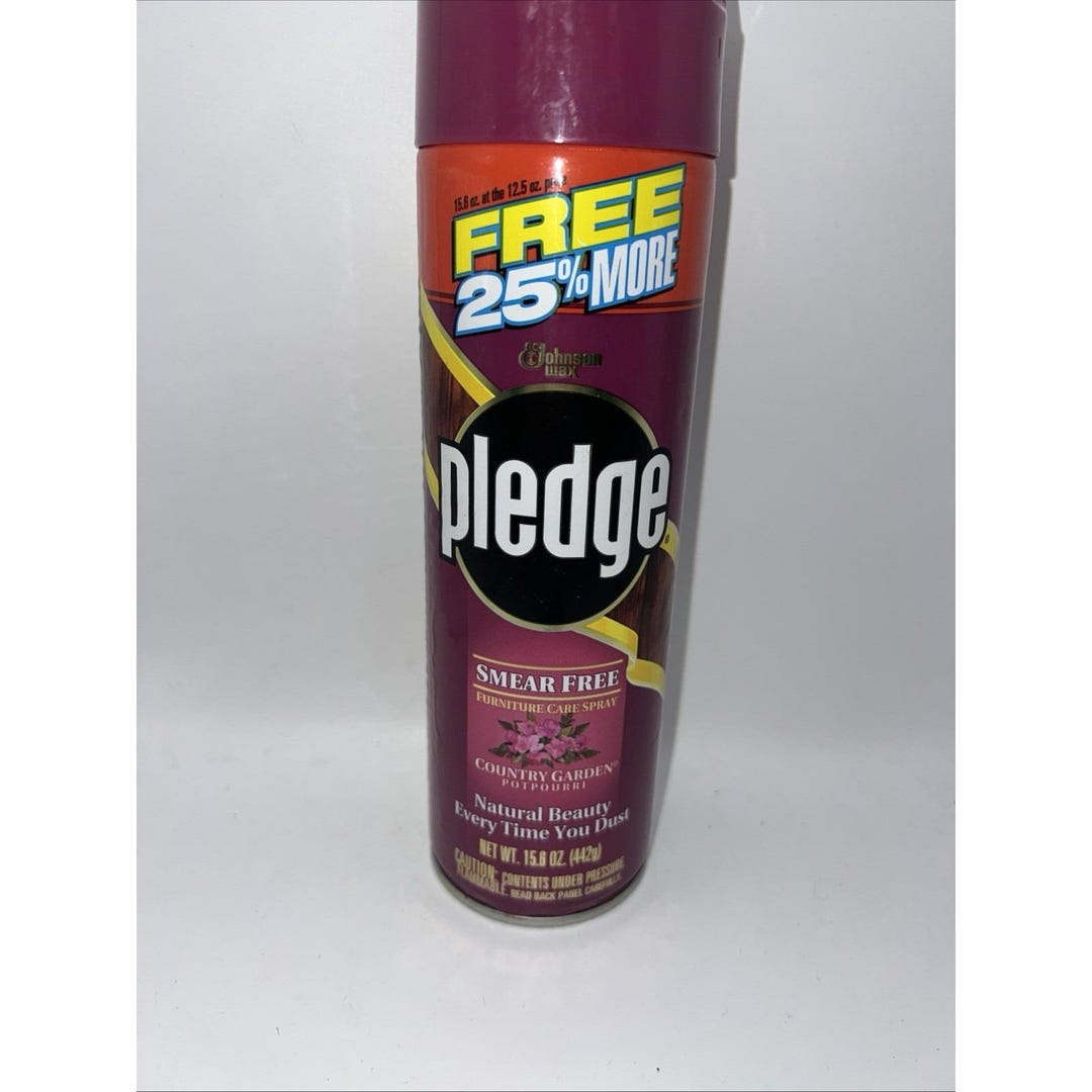 Vtg 1997 Johnson Wax Pledge Smear Free Country Garden Furniture Spray ...