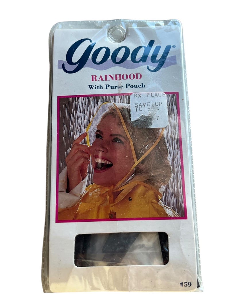 Vintage Goody Rain Hood 1989 Weather Protection #59 Black Clear Retro ...