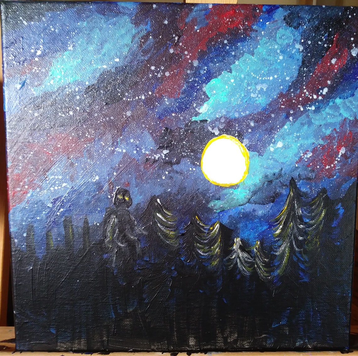 BigFoot Sasquatch Night-time Forest Space Painting or Print | Etsy