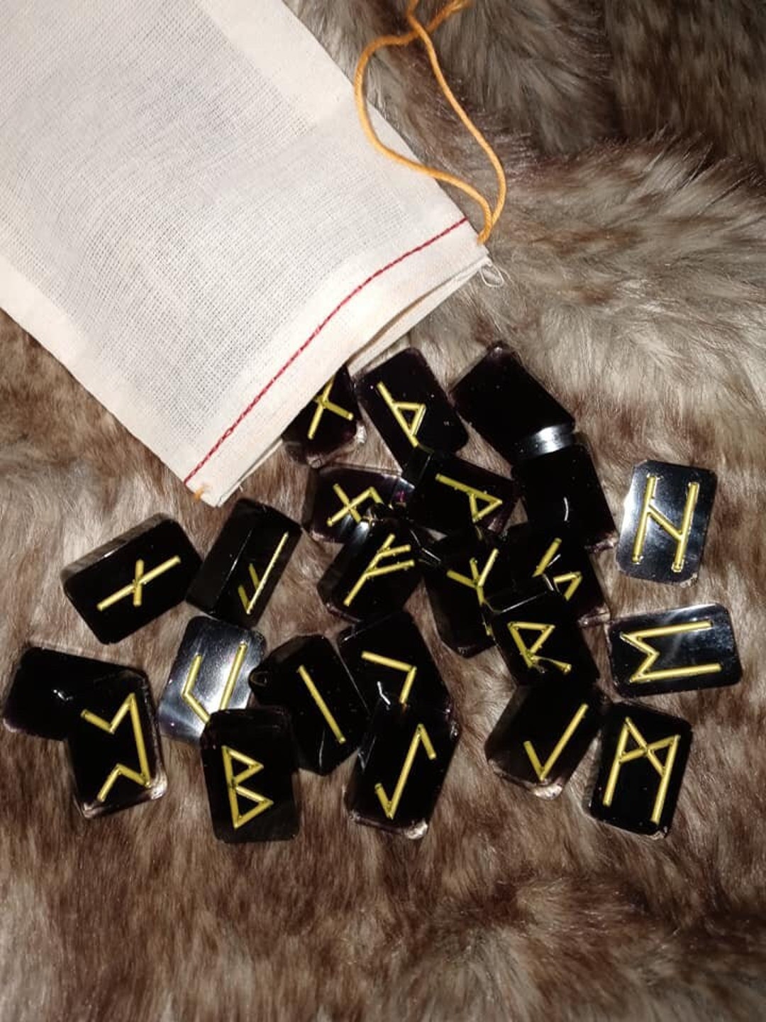 Large Black and Gold Runes -custom With a Included Bag - Set of 27 - Etsy