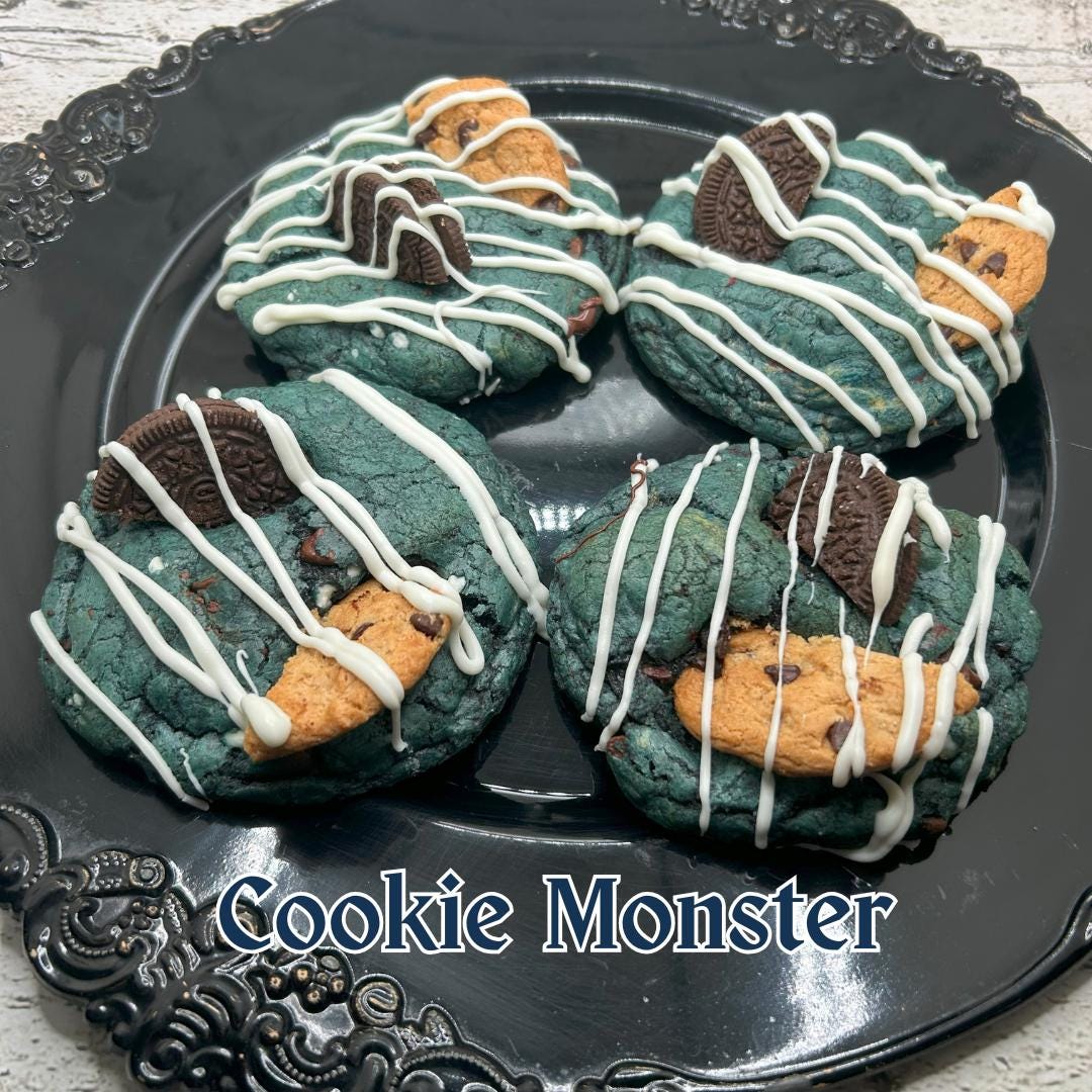Cookie Monster RECIPE - HUGE Gourmet Fantastical Stuffed Cookies - Etsy
