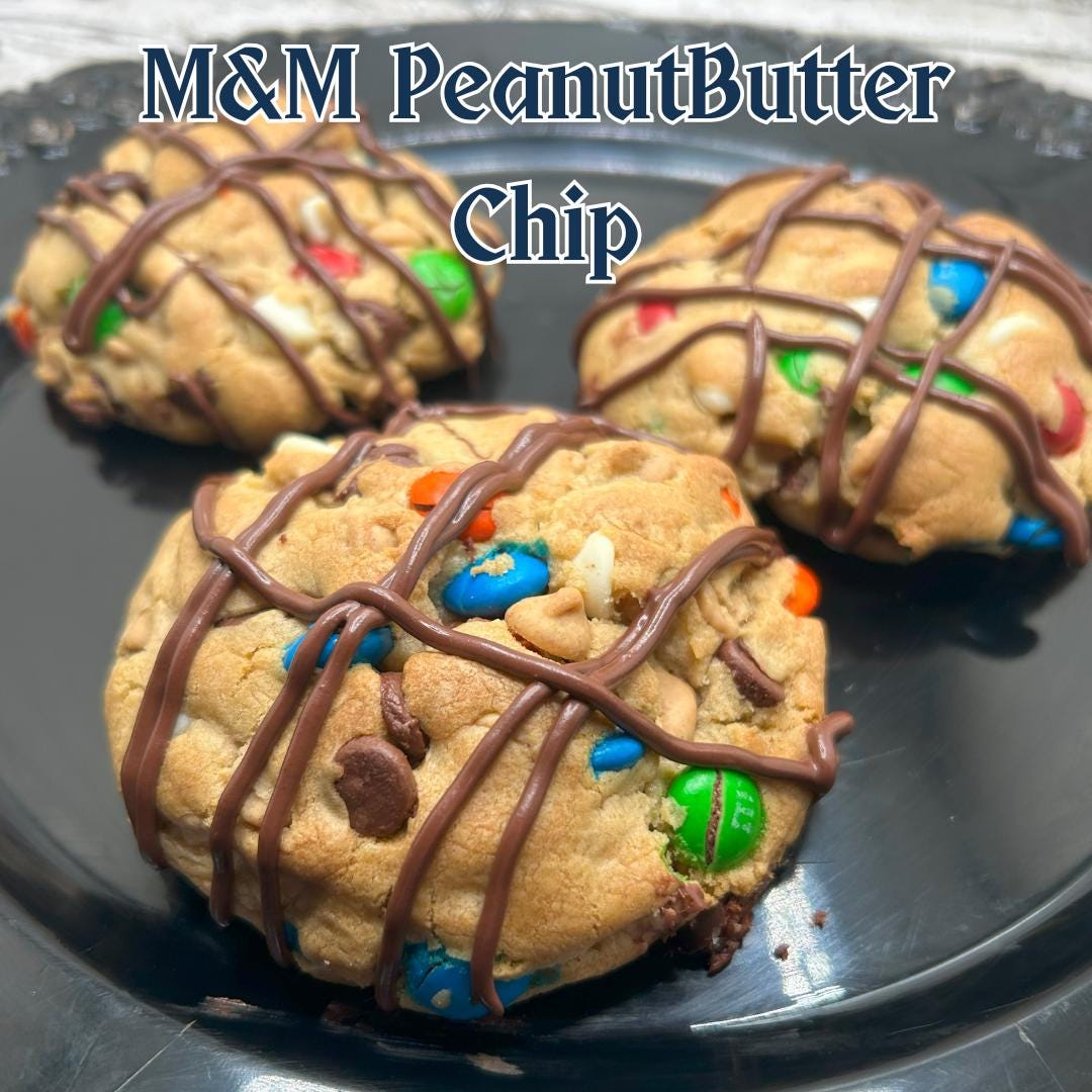 M&M Peanut Butter Chip - HUGE Gourmet Fantastical Stuffed Cookies - Etsy