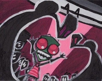Invader Zim Fan Art Painting: Featuring Gir and Zim From the | Etsy