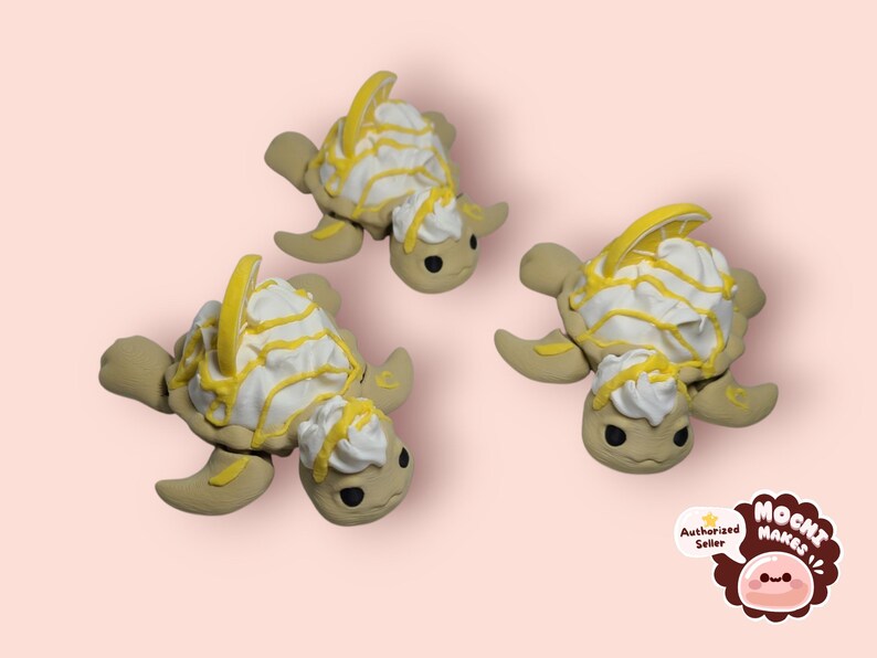 3D Printed Meringue Pie Turtle, Articulated Desk Toy, Fidget Toy - Etsy