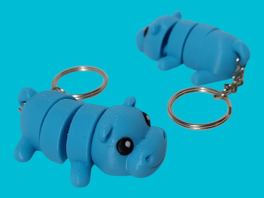 3D Printed Articulated Hippo Keychain - Etsy