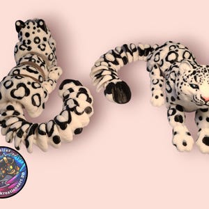 Articulated Snow Leopard – 3D Printed Desk Pet or Fidget Toy – Black ...
