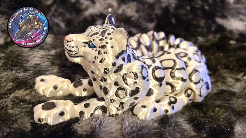 3D Printed Snow Leopard Figurine: Articulated Desk Pet - Etsy