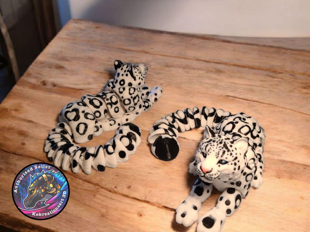 3D Printed Snow Leopard Figurine: Articulated Desk Pet - Etsy