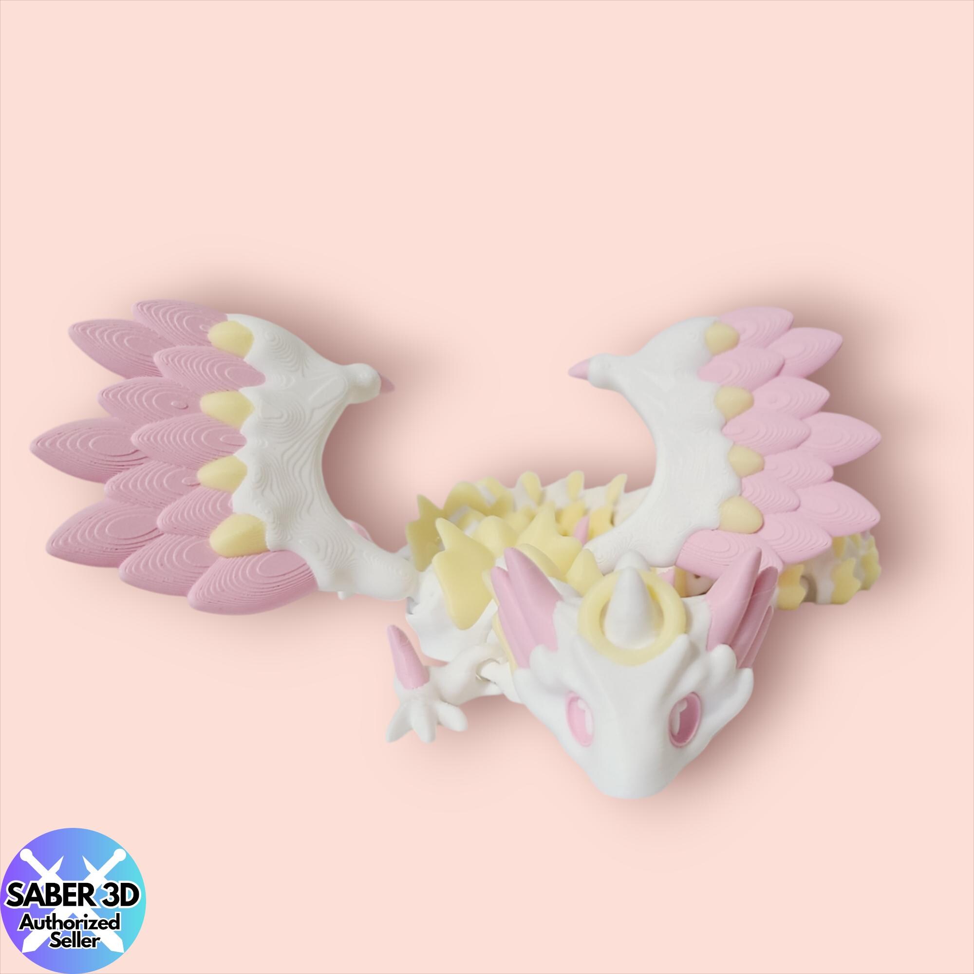 3D Printed Articulated Winged Angel Dragon, Heaven, Halo, Fidget Toy - Etsy