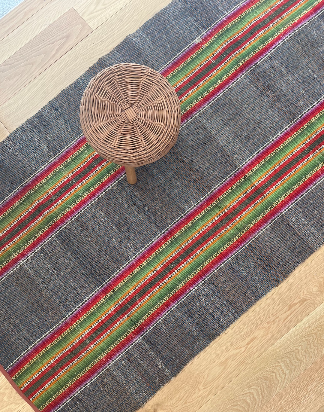 Antique Pennsylvania Amish Hand Loomed Rug, 4x6 Woven Striped Rag Rug ...