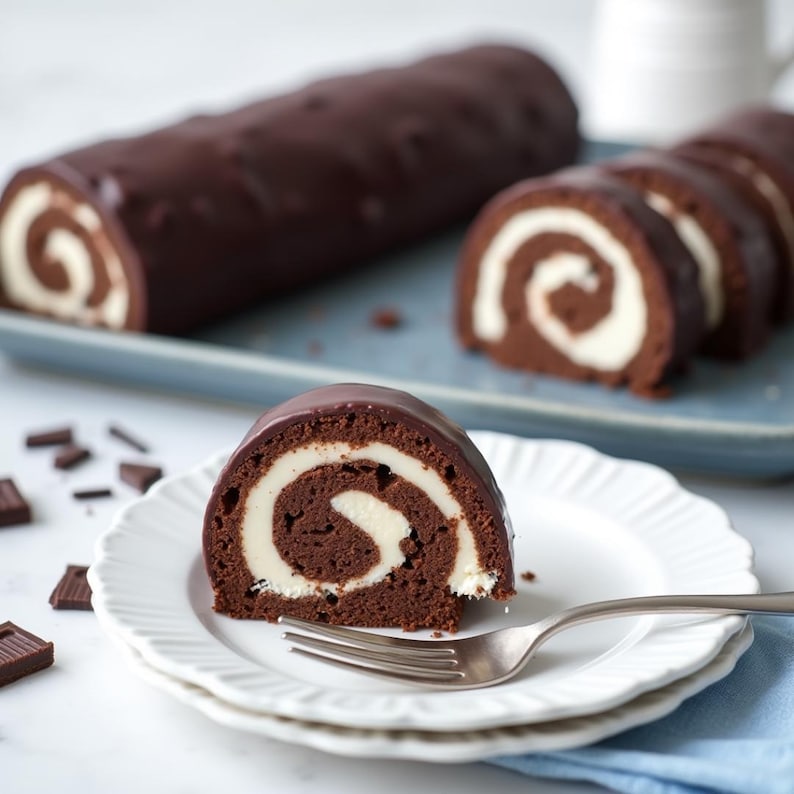 Chocolate Swiss Roll Recipe Instant Download Classic Dessert Roll - Etsy