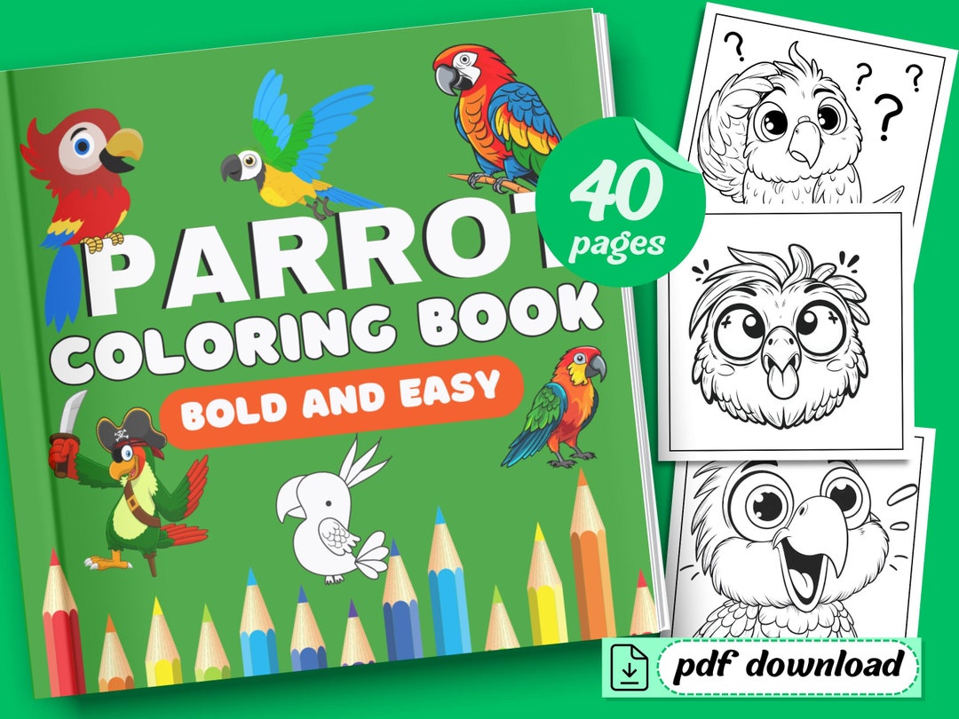 Parrot Coloring Pages 40 Fun & Bold Designs Printable Digital Download ...