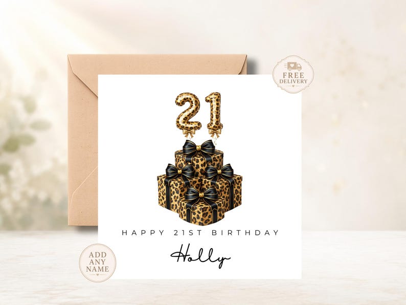 21st Birthday Card for Her, Custom Name 21st Card, Luxury 21st Card ...