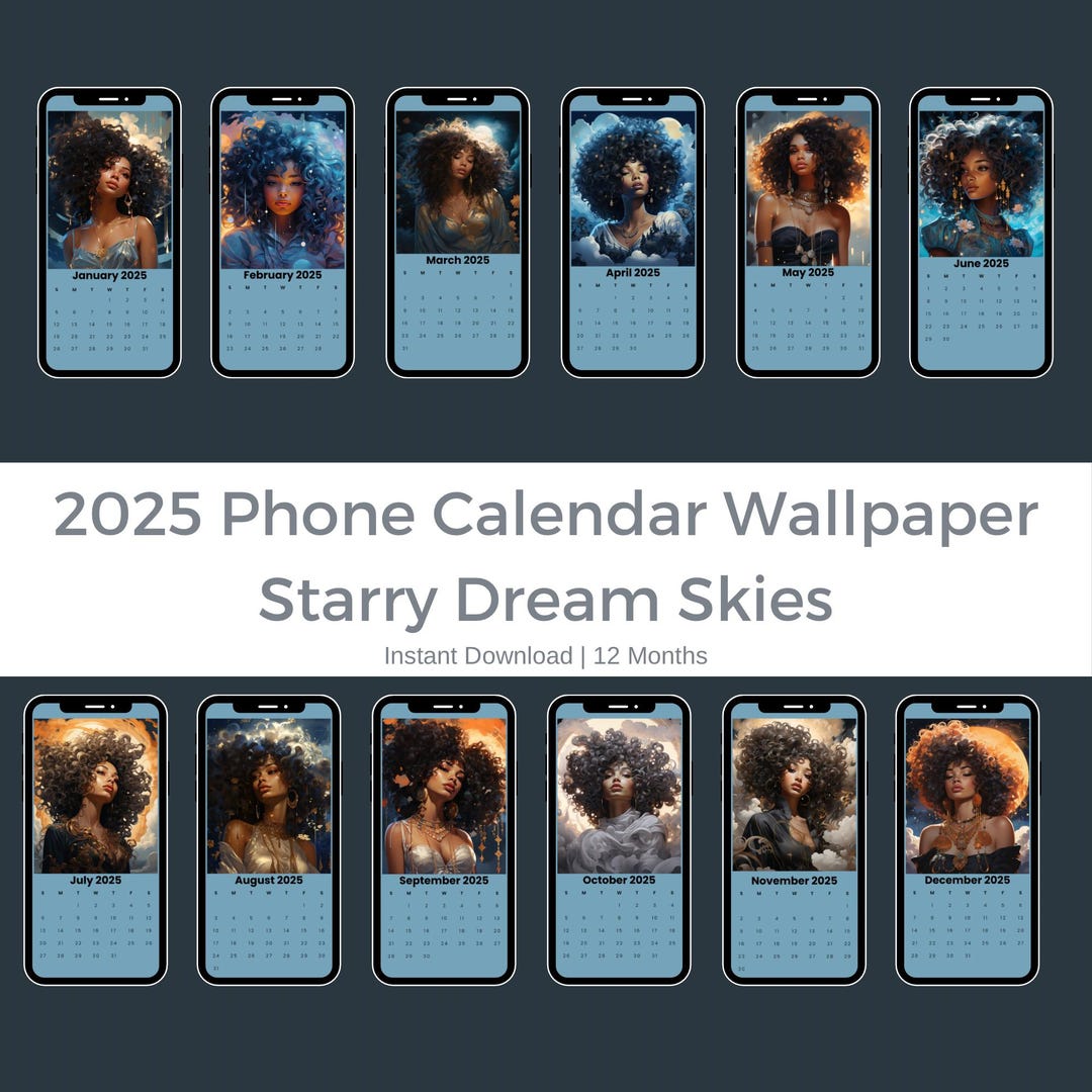 Starry Dream Skies 2025 Calendar Phone Wallpaper - Etsy
