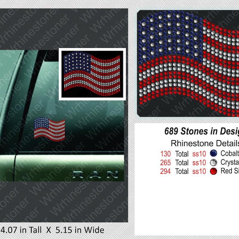 Rhinestone Flag Sticker - Etsy