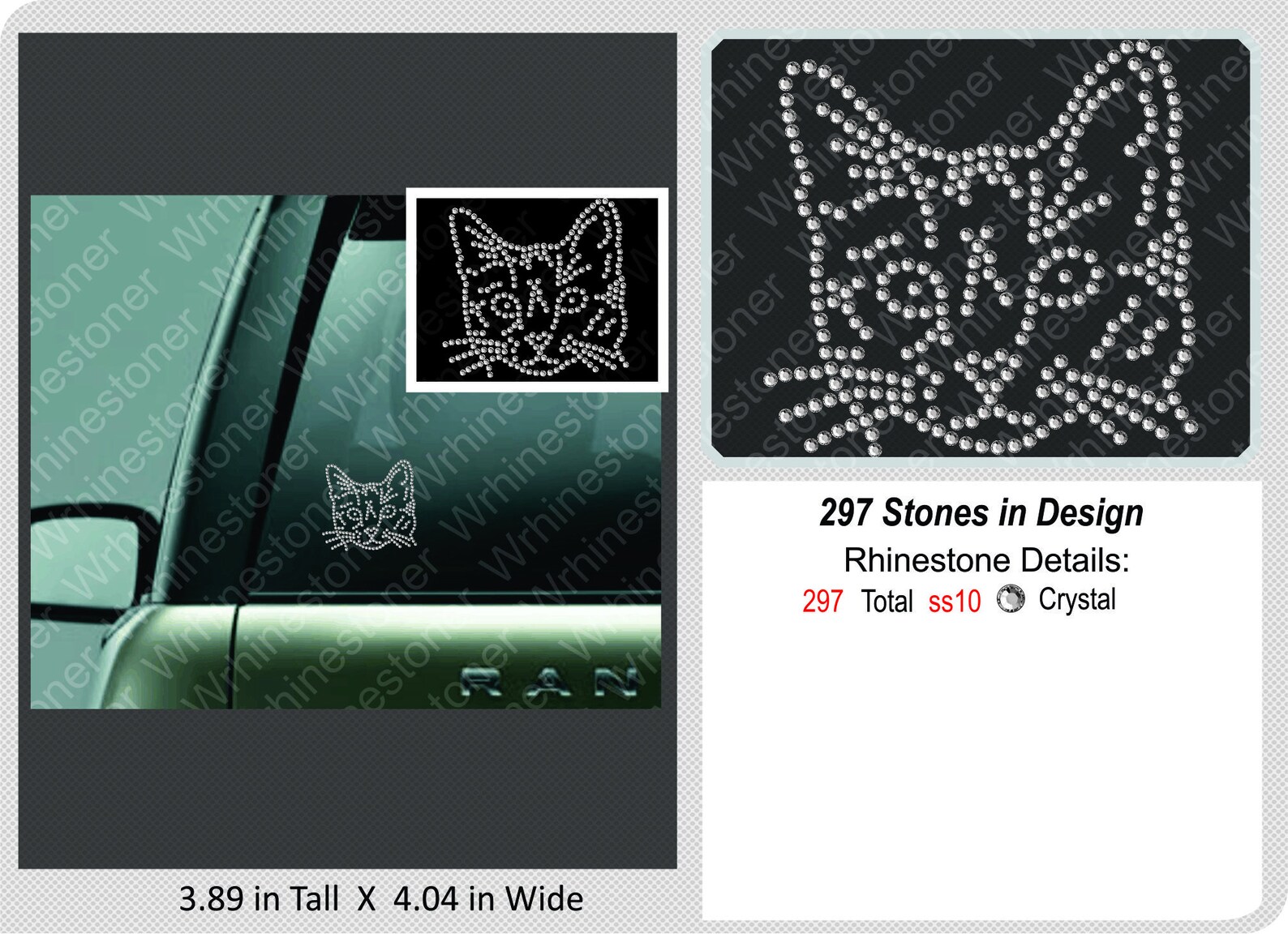 Cat Rhinestone Car Decal; Rhinestone Sticker; Bling Decal; Cat Decal ...