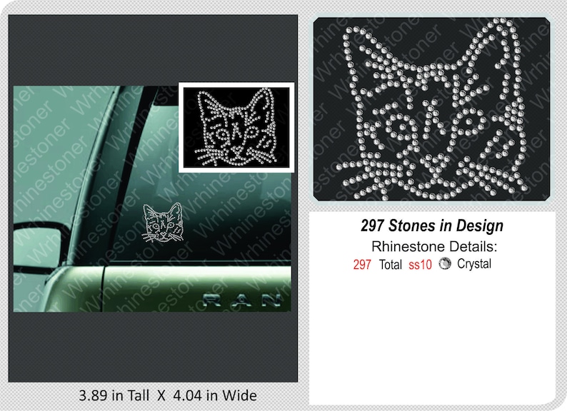Cat Rhinestone Car Decal Rhinestone Sticker Bling Decal Cat - Etsy