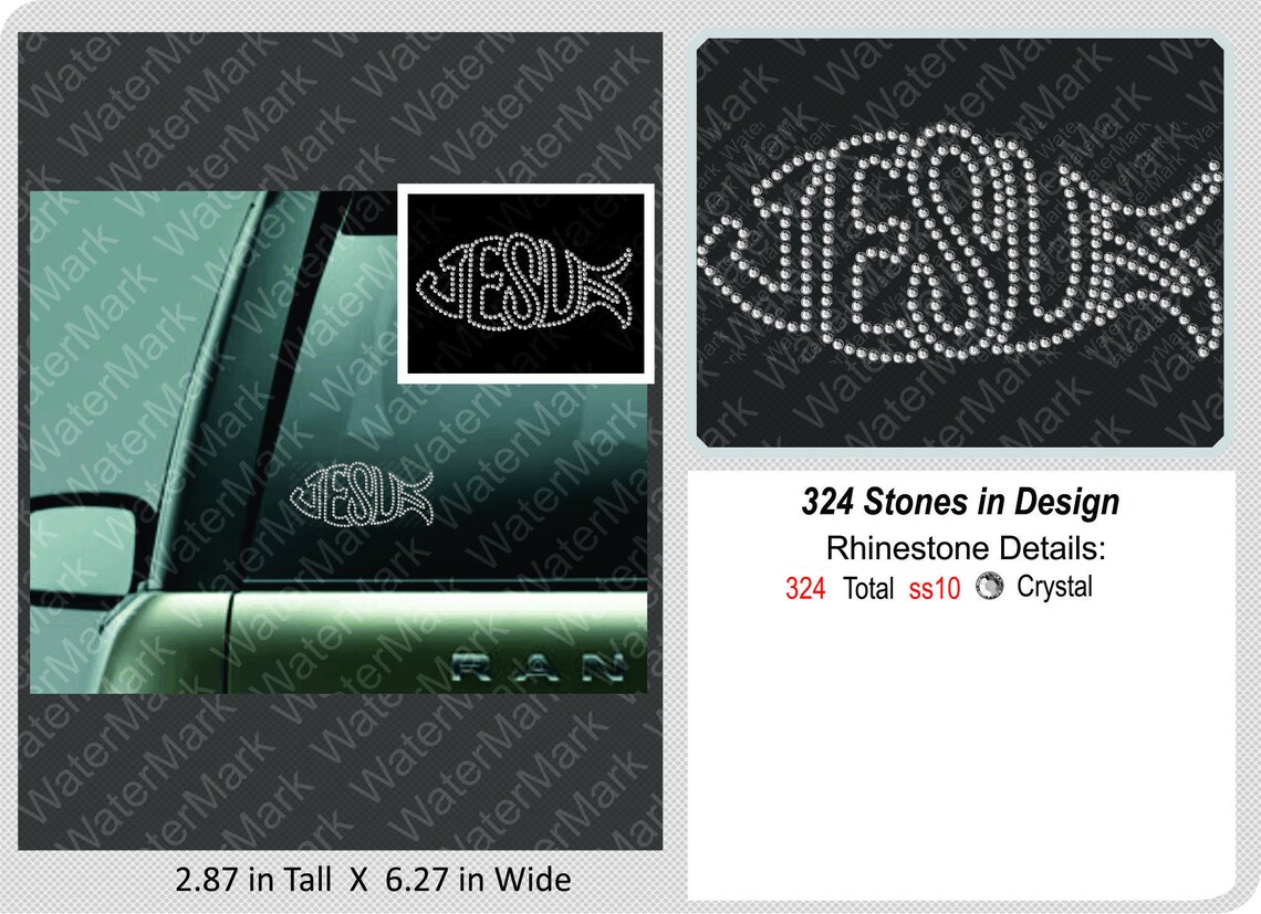Christian Fish Symbol Rhinestone Car Decal Jesus Rhinestone - Etsy
