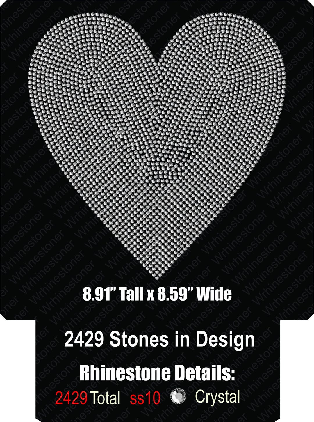 Rhinestone Heart Template: SS10 SVG, Cricut, EPS, JPG (digital Download ...
