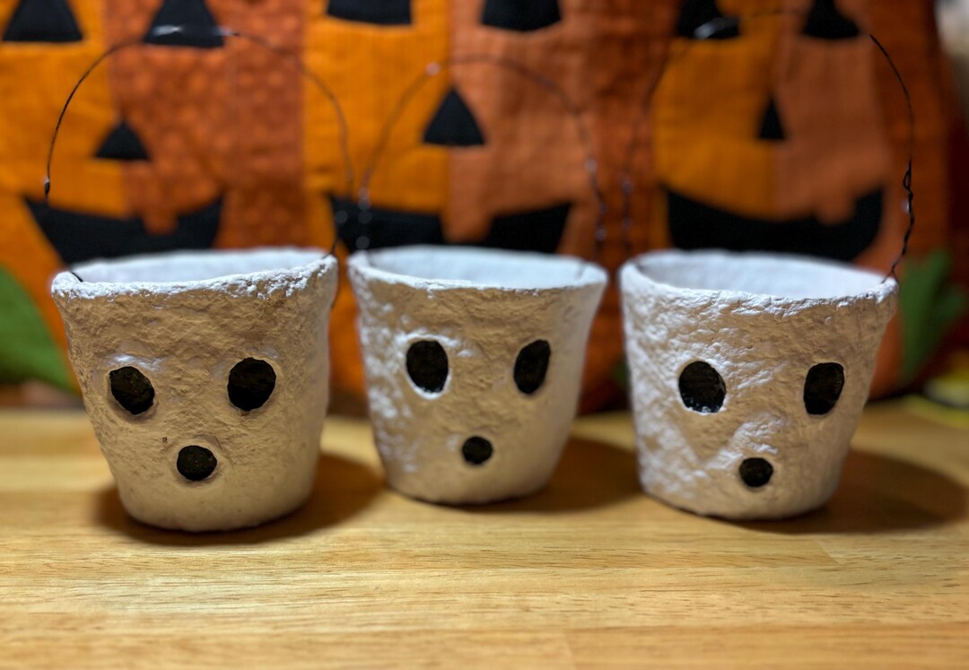 Paper Mache Ghost Cup; Paper Mache; Papier Mache Ghost; Paper Mache ...