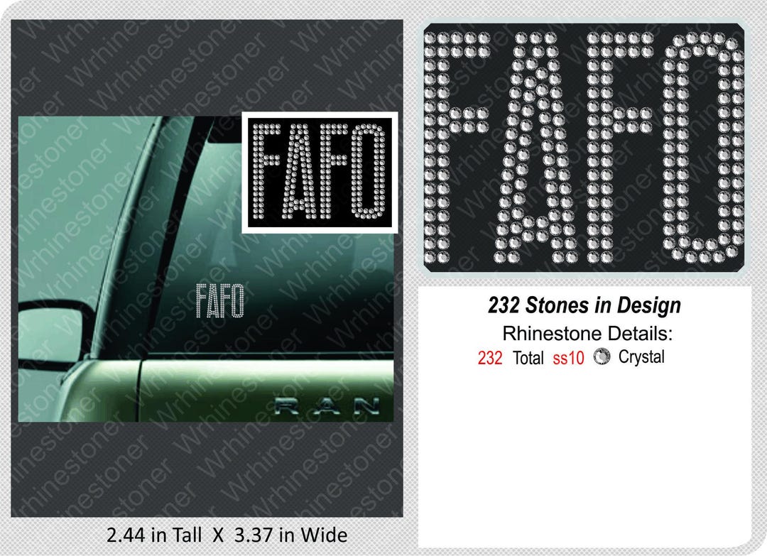 FAFO Rhinestone Car Decal: Crystal Sticker - Etsy