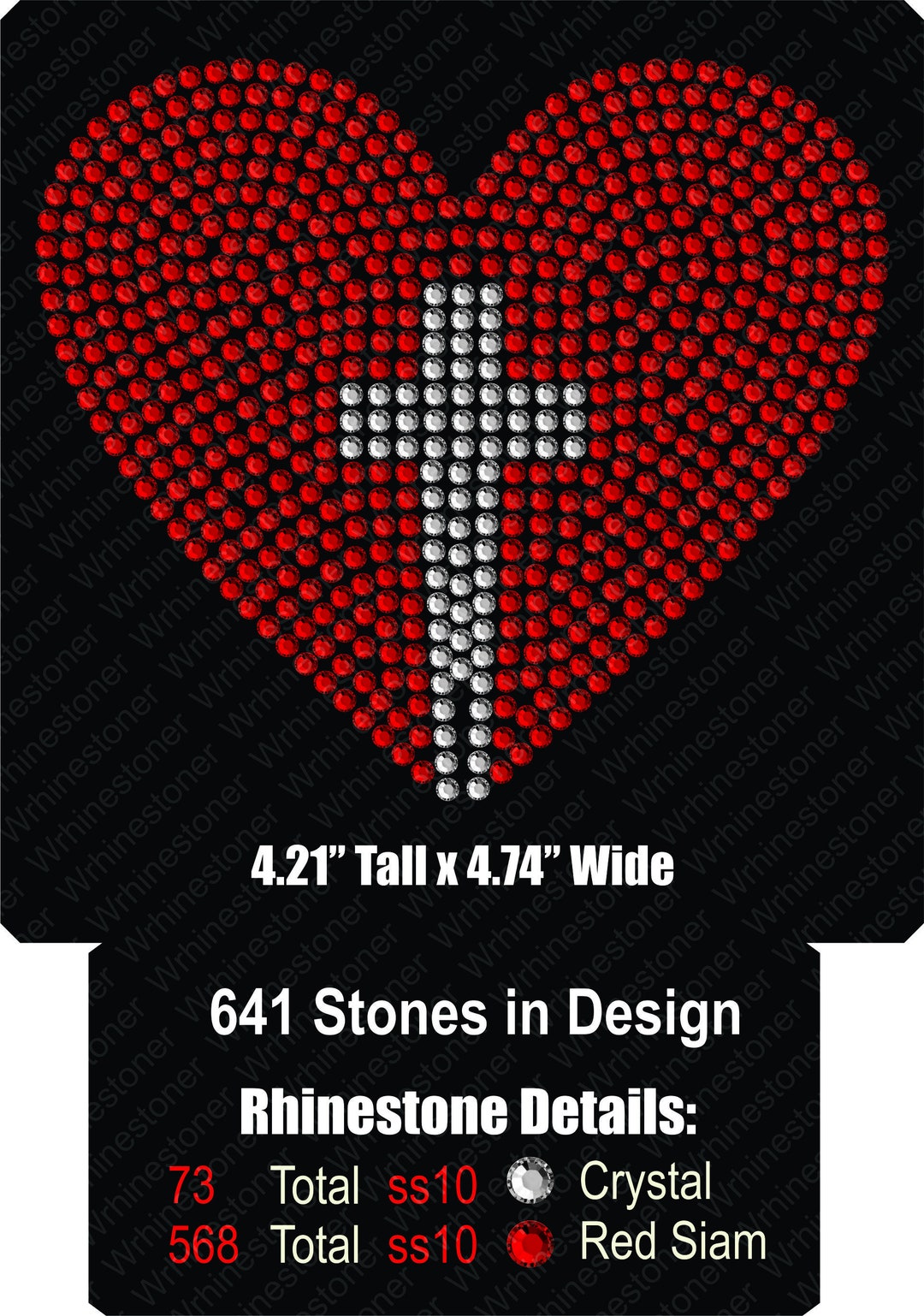 Heart With Cross Rhinestone Template: SVG, Cricut, EPS (digital ...