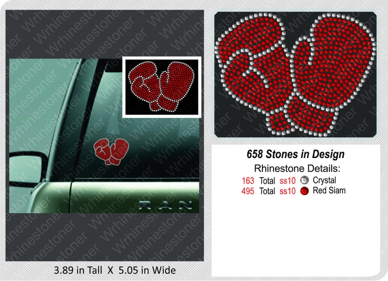 Rhinestone Boxing Gloves Car Decal - Etsy