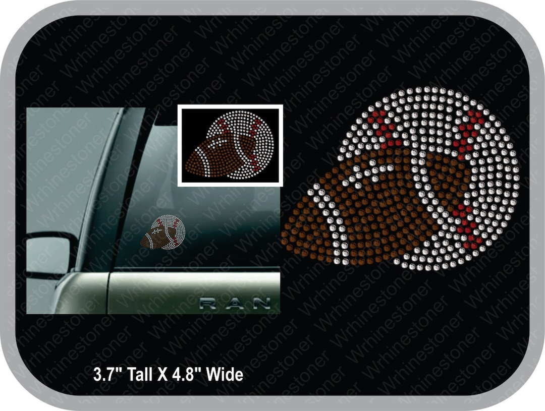 Football and Baseball or Softball Rhinestone Car Decal; 2 Sport Decal ...