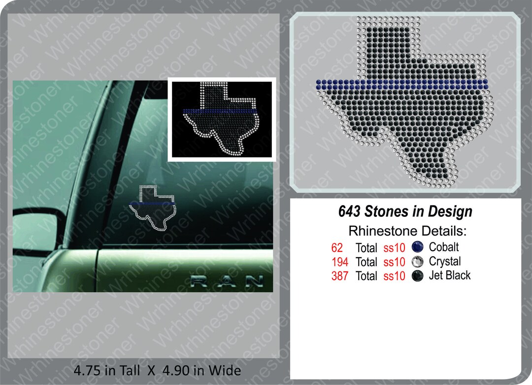 Thin Blue Line Texas Rhinestone Car Decal - Etsy