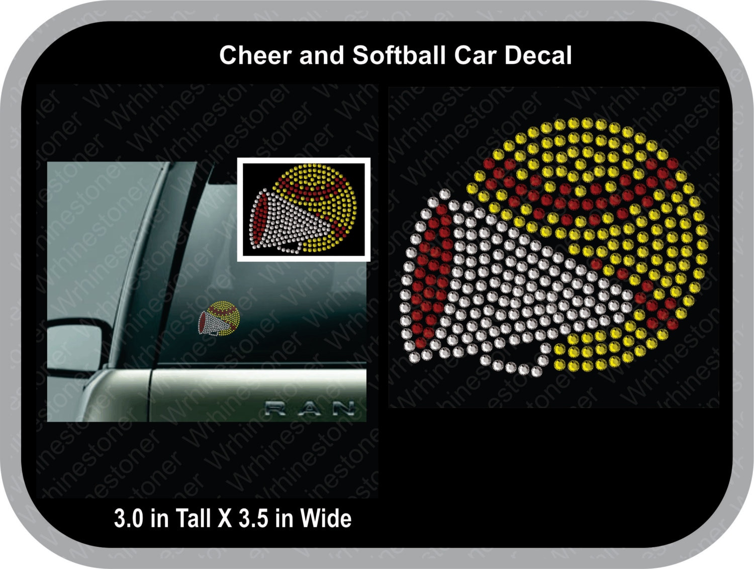 Cheer and Baseball or Softball Rhinestone Car Decal | Etsy