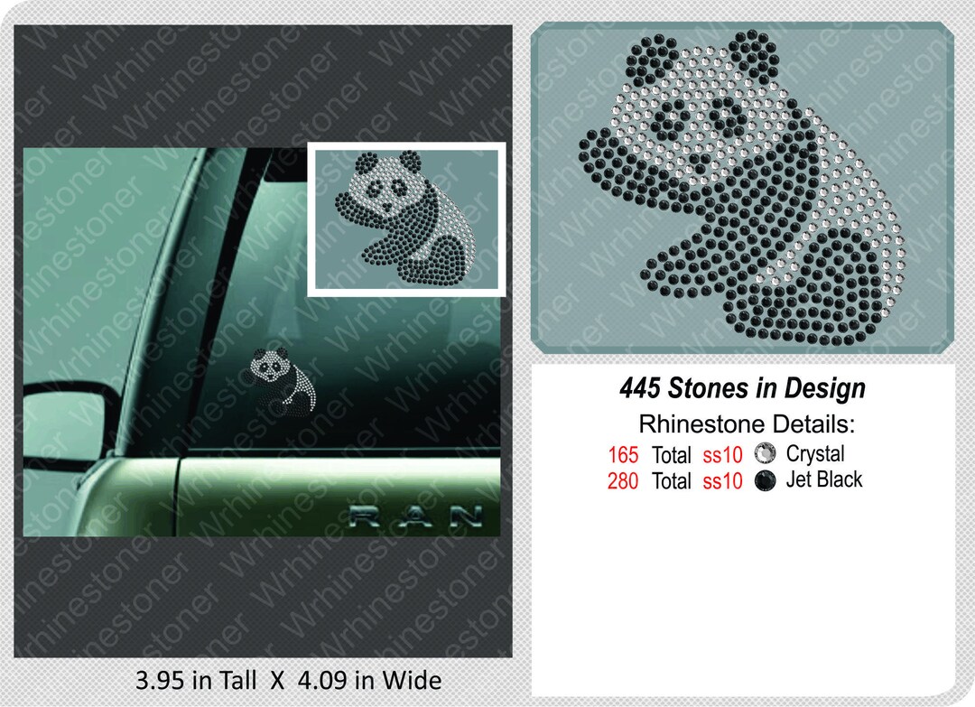 Panda Rhinestone Car Decal: Animal Sticker - Etsy