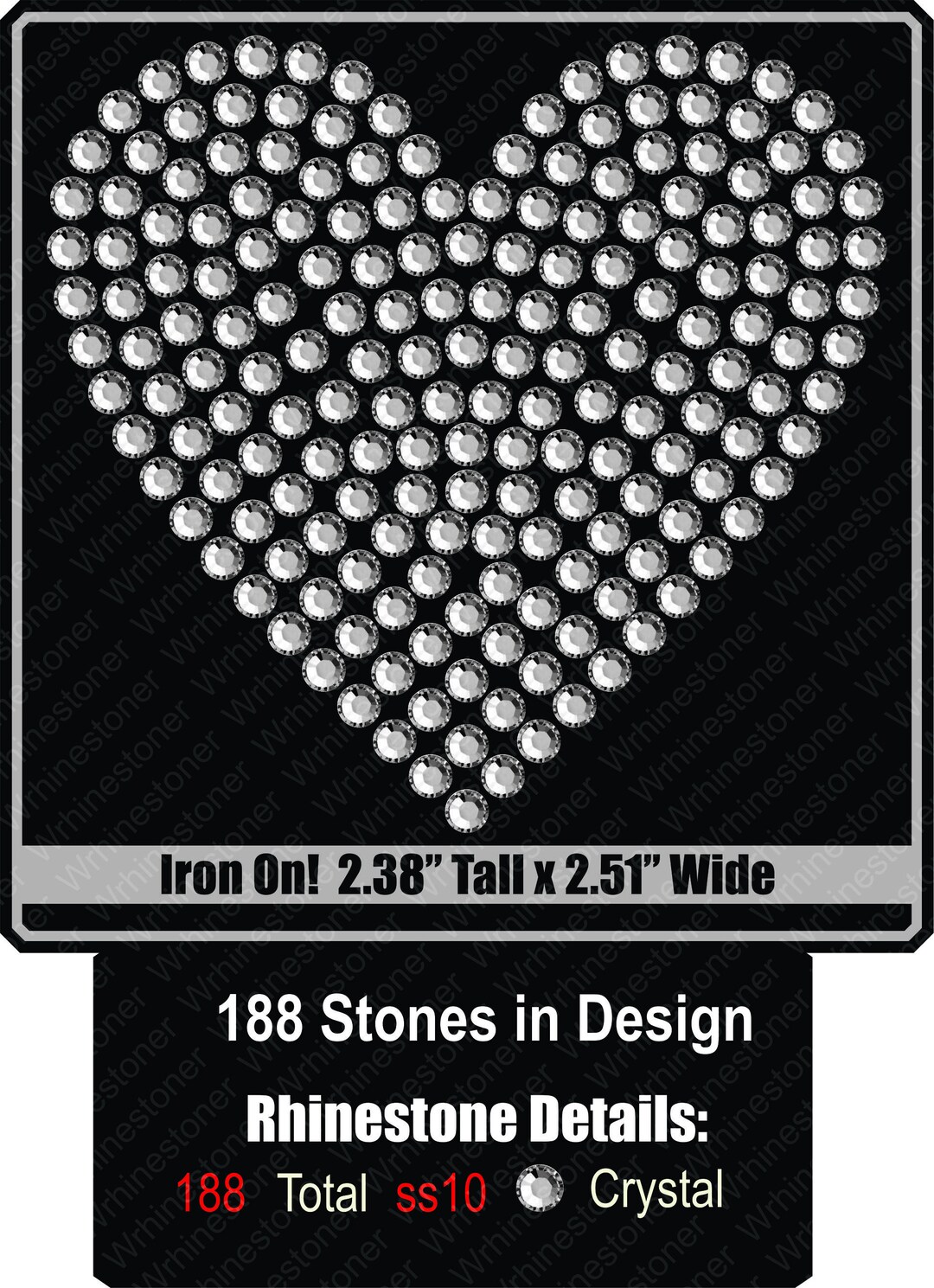 Small Rhinestone Heart Iron on Applique - Etsy